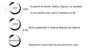 CFR title 21 parts | PPTX