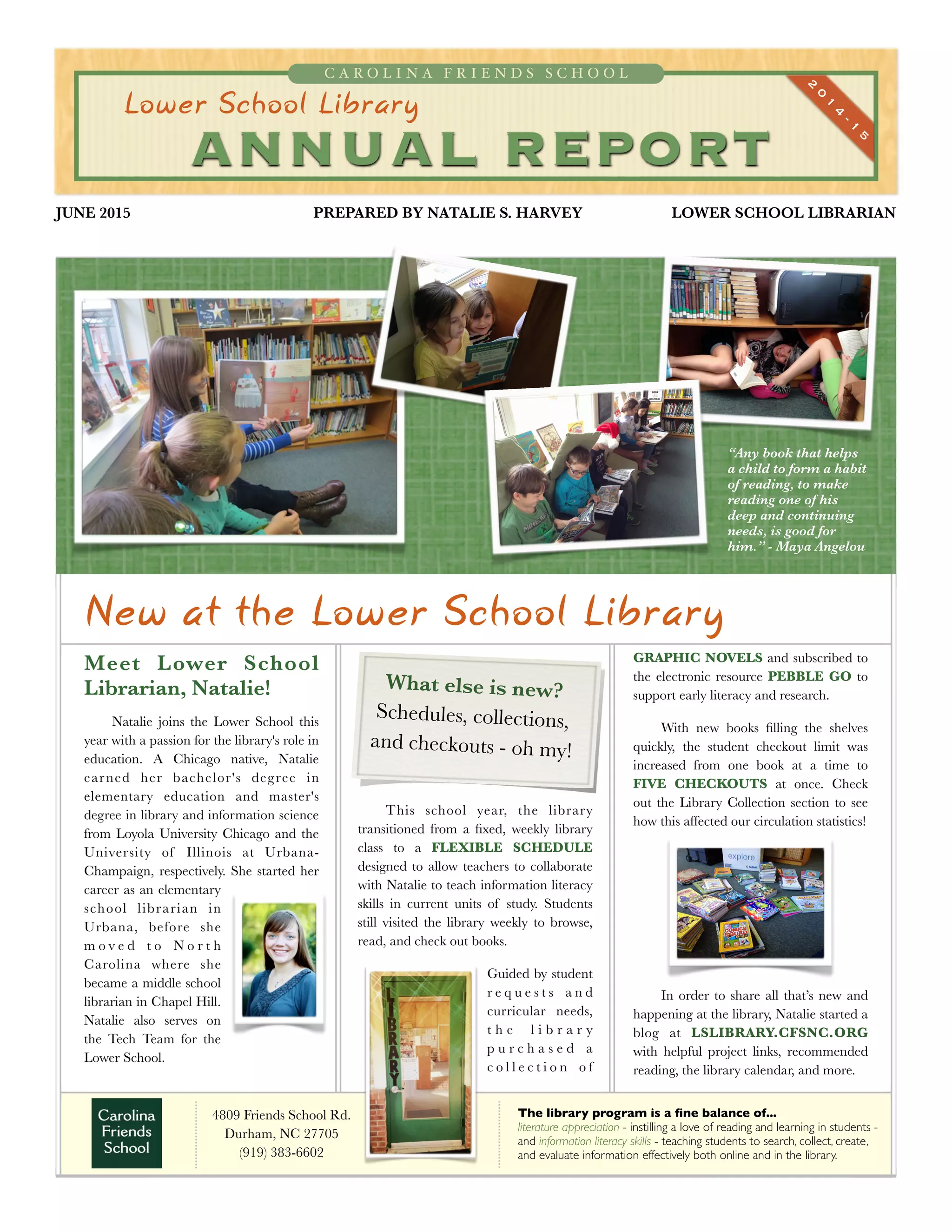 Carolina Friends School Lower School Library Annual Report 2014-15 | PDF