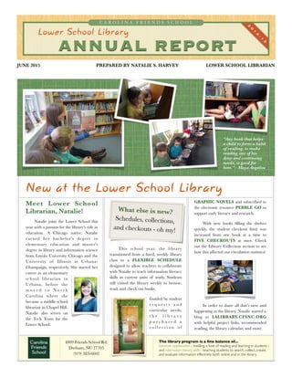 Carolina Friends School Lower School Library Annual Report 2014-15 ...
