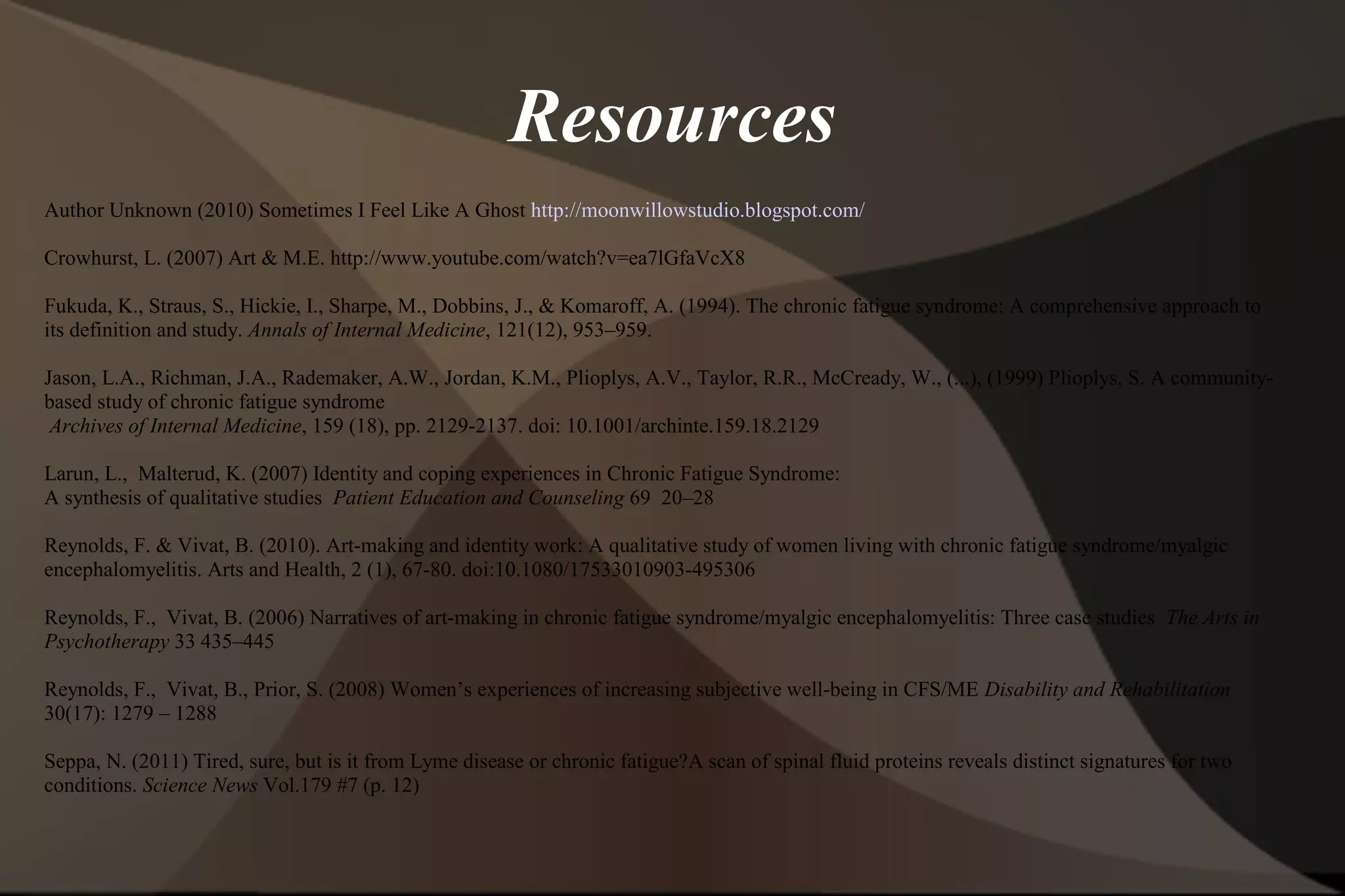 Treatment of Chronic Fatigue Syndrome | PPT | Physical Therapy | Wellness