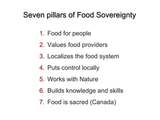 A Food Sovereignty Framework for Food Policy: the Canadian Experience ...