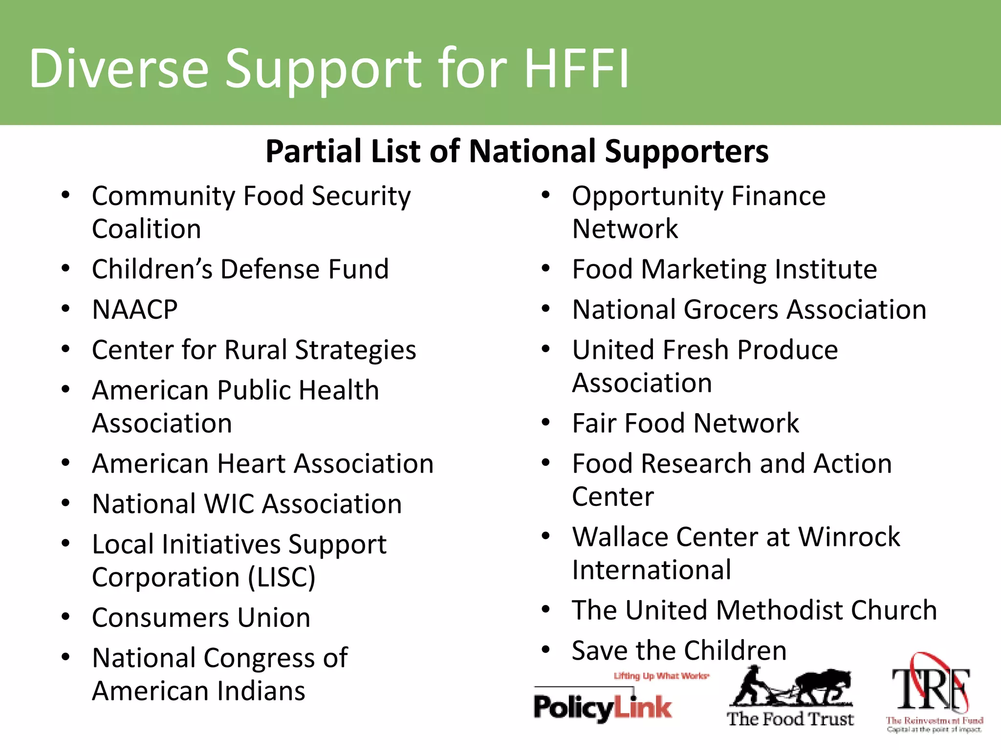Healthy Food Financing Policy - Healthy Food Financing ...