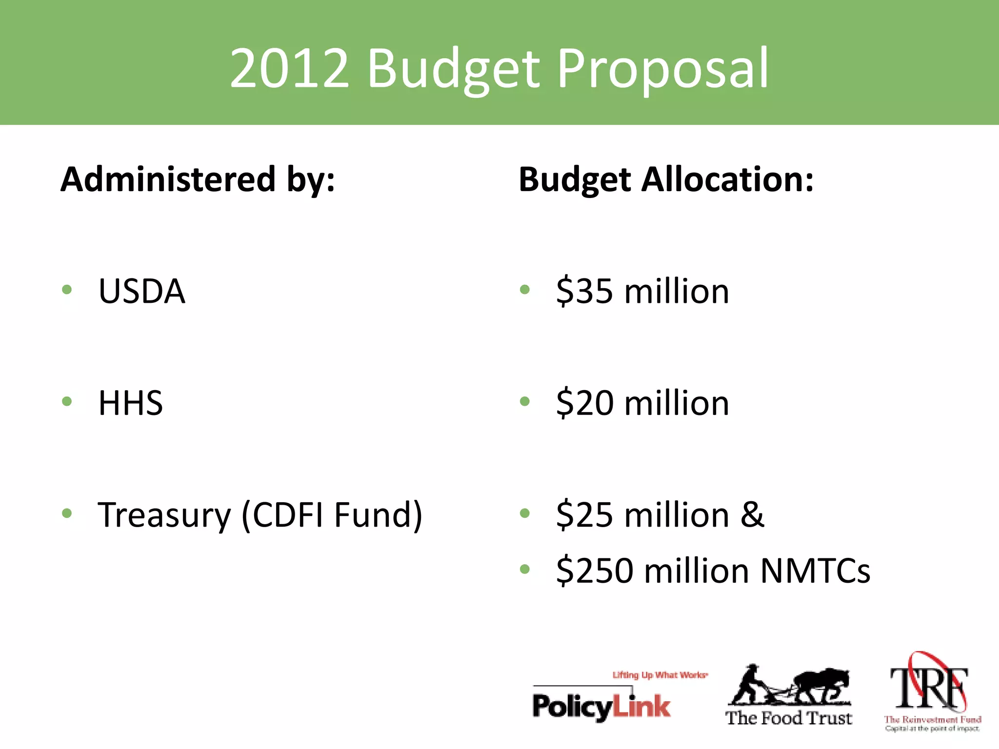 Healthy Food Financing Policy - Healthy Food Financing ...