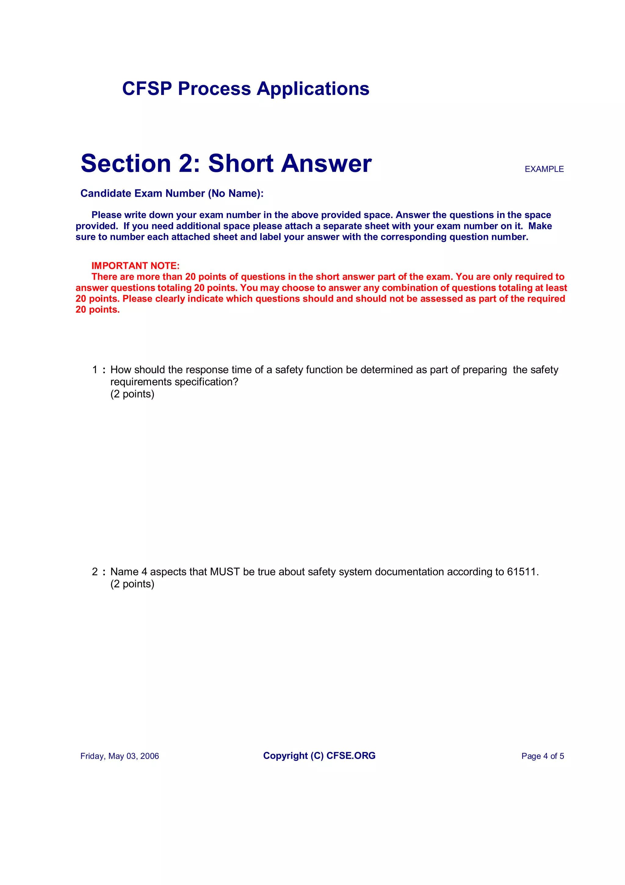 Cfsp example questions | PDF