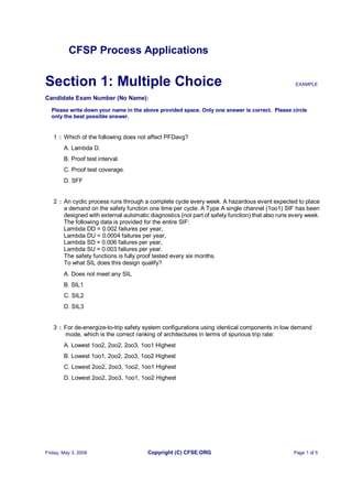 Cfsp example questions | PDF