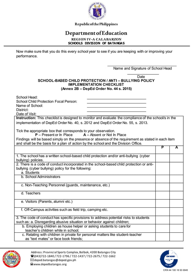 CFSS-Checklist-for-schools.docx | Daycare and Pre-School | Parenting