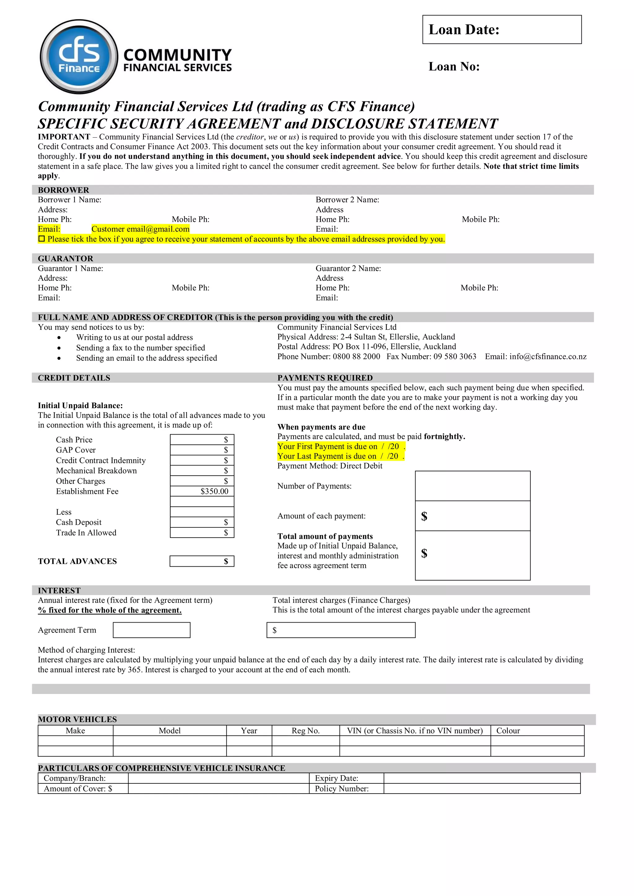 Cfs standard agreement | PDF
