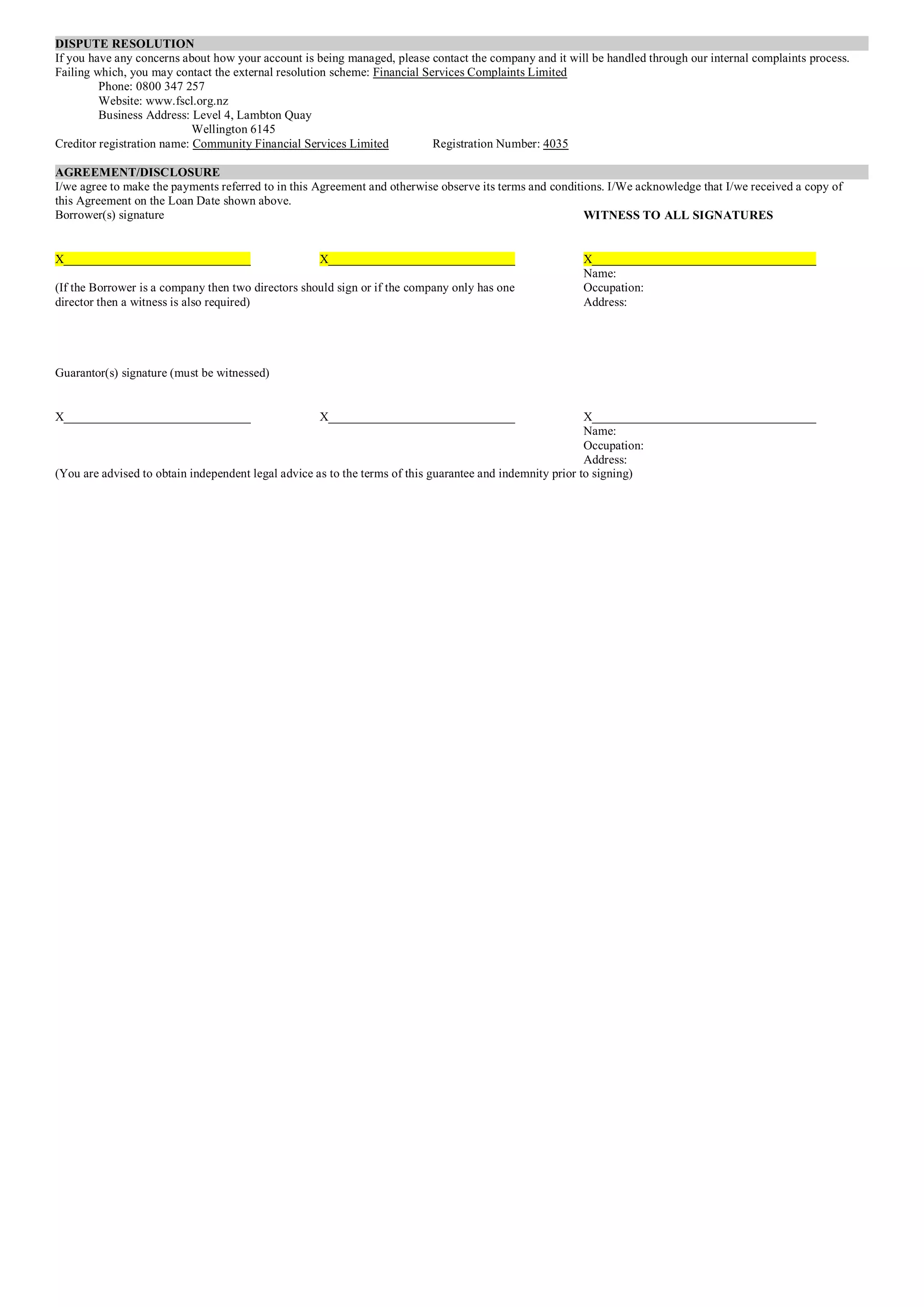 Cfs standard agreement | PDF