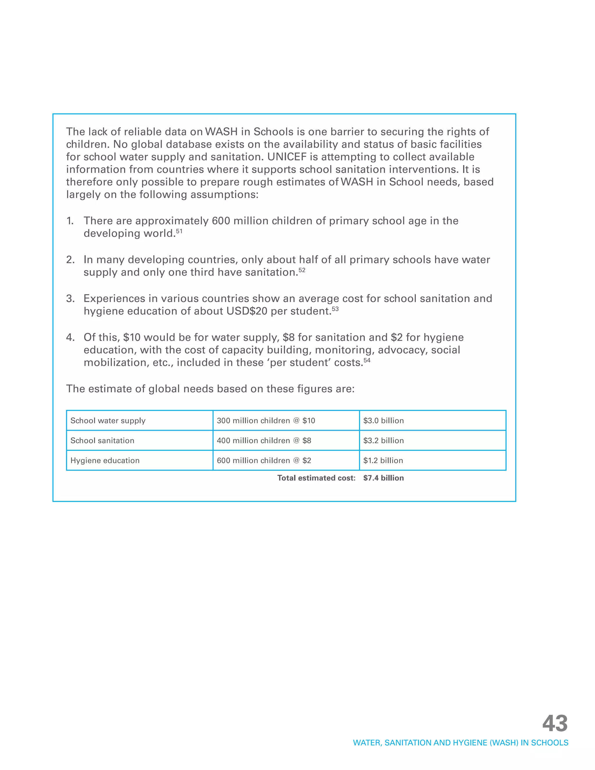 Water, Sanitation and Hygiene (WASH) in Schools | PDF
