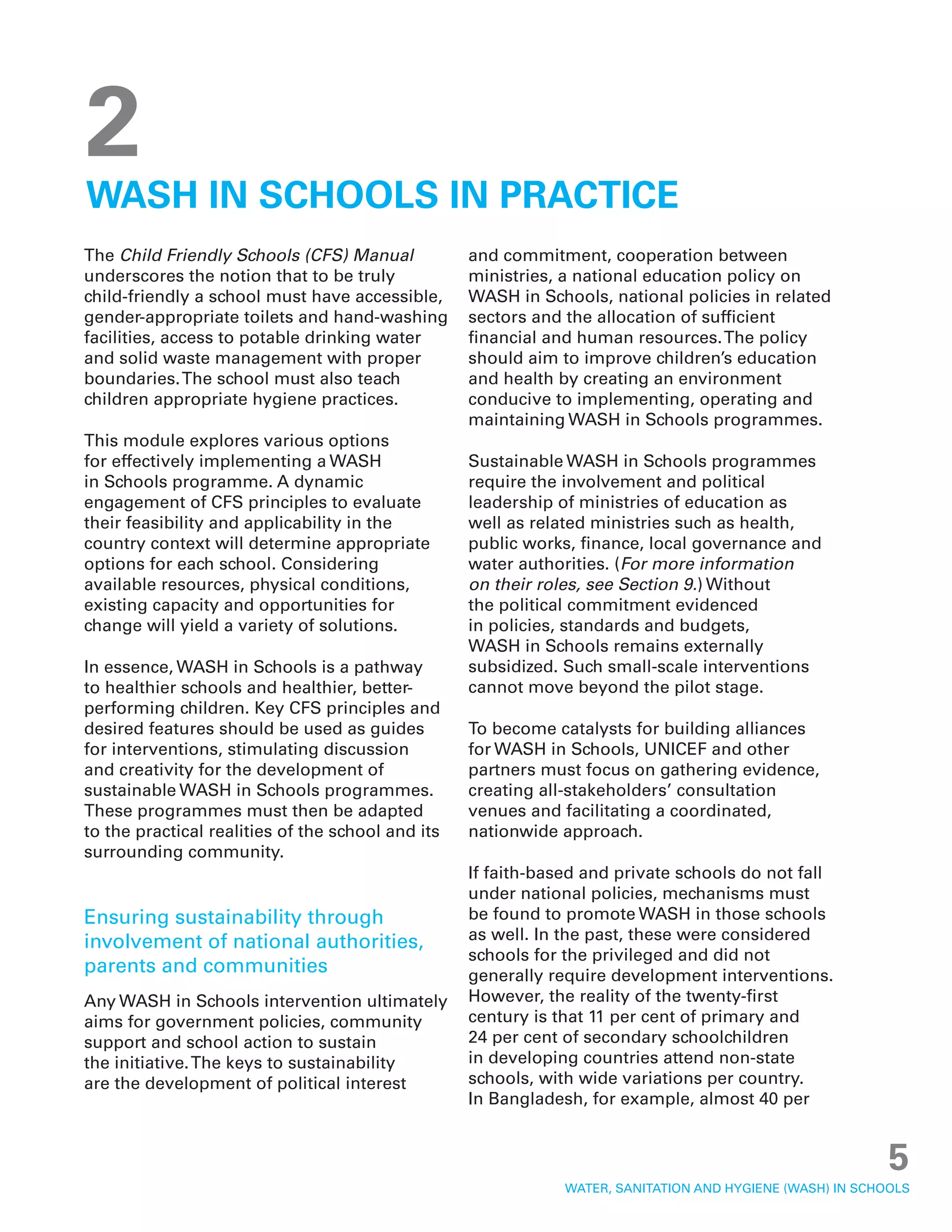 Water, Sanitation and Hygiene (WASH) in Schools | PDF
