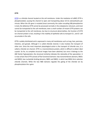 CFTR | PDF | Lung and Respiratory Health | Diseases and Conditions