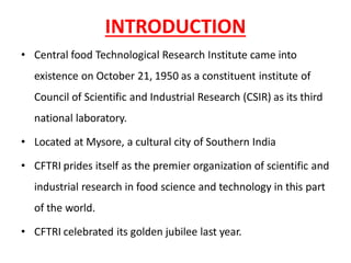 Central food technological research institute | PDF