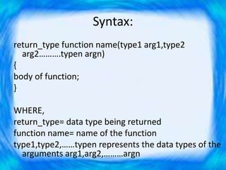 Function in C Programming | PPTX