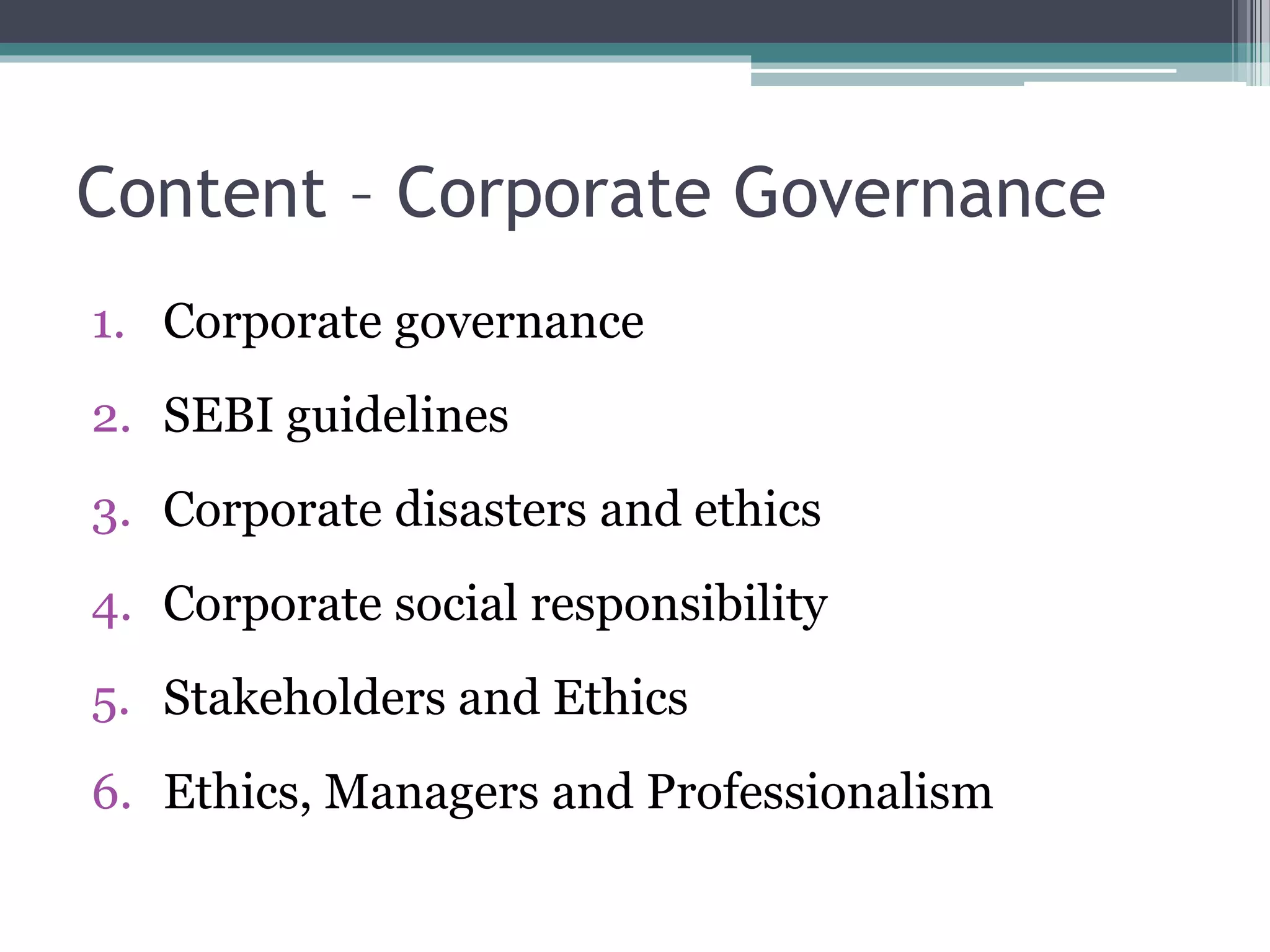 Corporate finance unit 5 corporate governance | PPTX