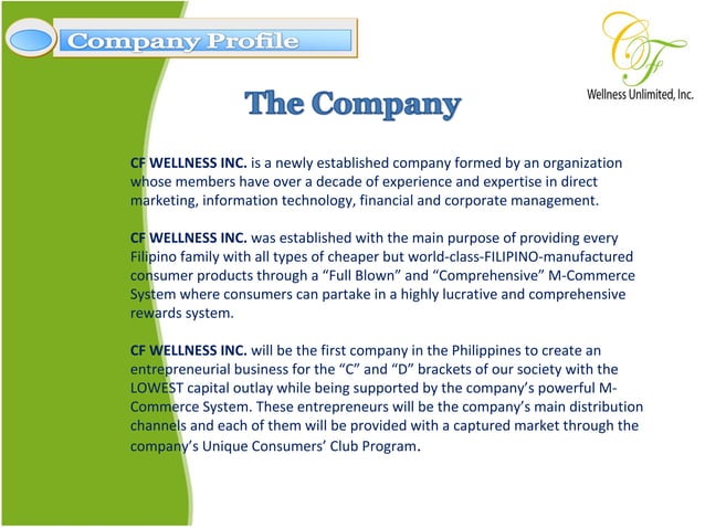 CF Wellness Company Profile Presentation | PPT | Business | Business ...