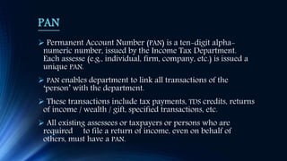 Permanent Account Number (PAN) | PPTX