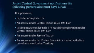 Permanent Account Number (PAN) | PPTX