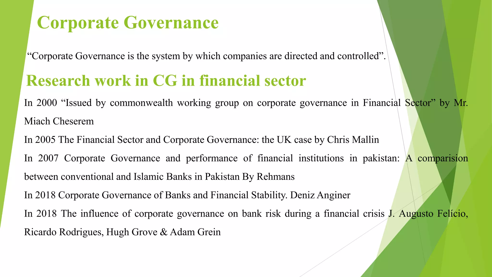 Corporate governance in Bank and Financial institution | PPTX