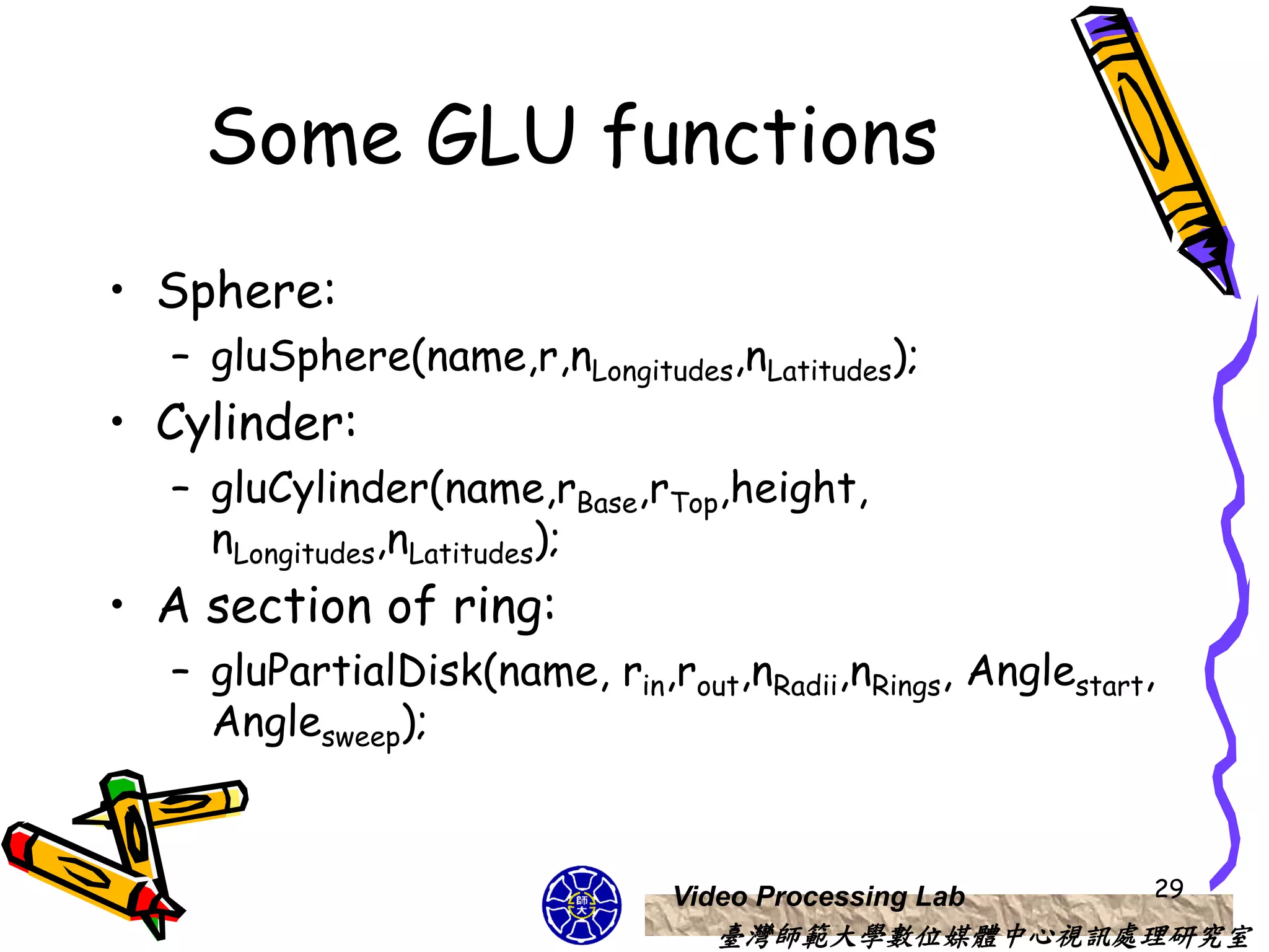 Cg Opengl 3d Object Representations Course 8 Ppt