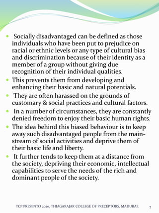 EDUCATION FOR SOCIALLY DEPRIVED | PPTX