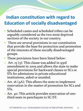 EDUCATION FOR SOCIALLY DEPRIVED | PDF