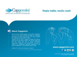 Implementing Level 5 Metrics Programme @ Capgemini Netherlands | PPTX