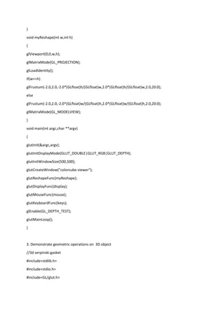 Computer Graphics Opengl Programs For Cse Students Docx