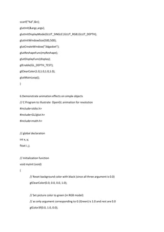 computer graphics opengl programs for cse students | DOCX