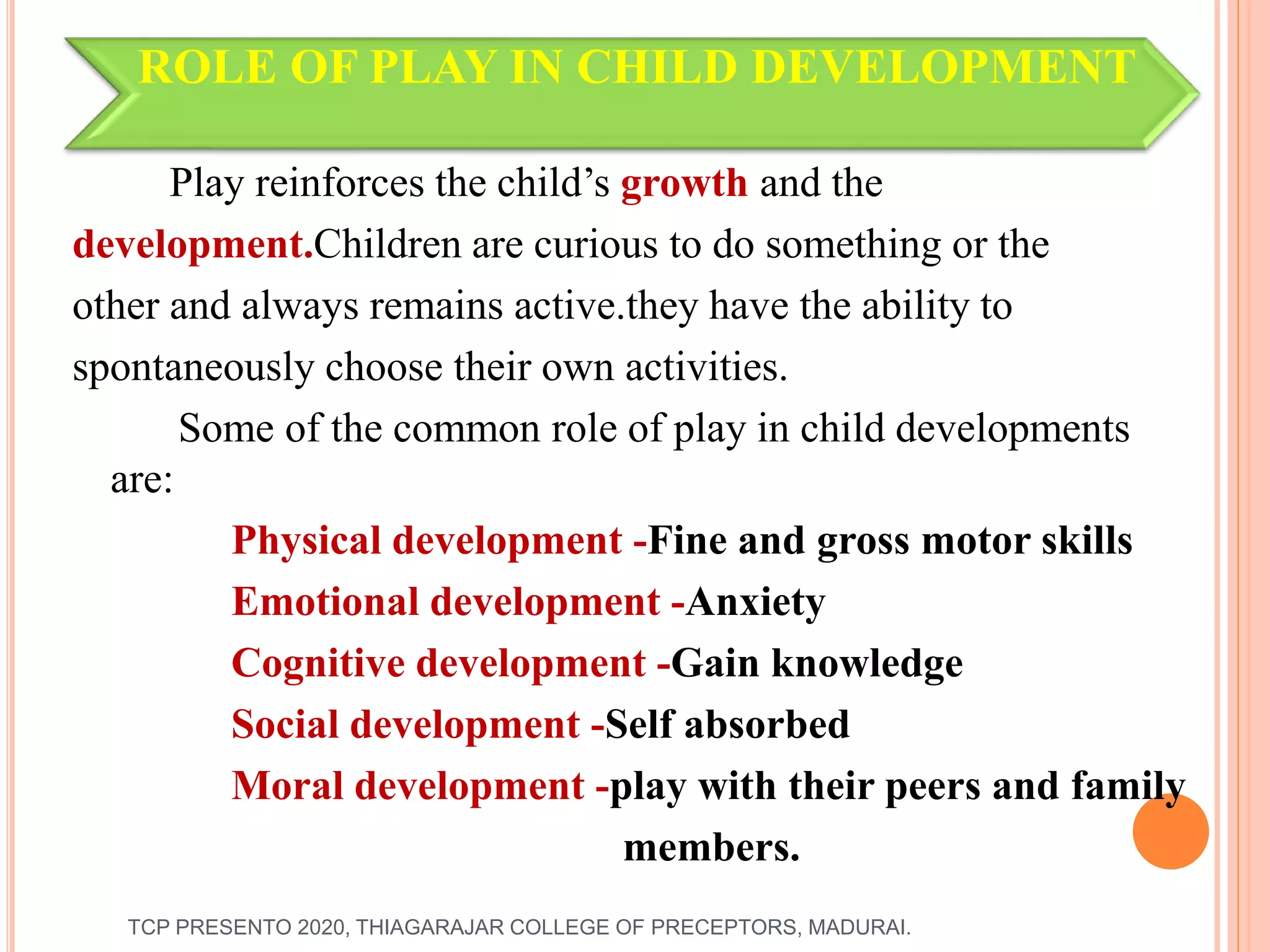 PLAY AND CHILD DEVELOPMENT | PPTX