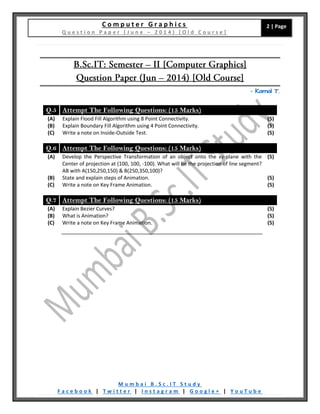 [Question Paper] Computer Graphics (Old Course) [June / 2014] | PDF