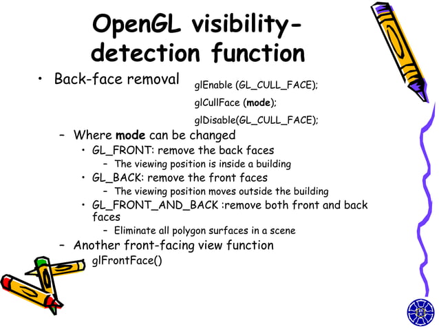 CG OpenGL surface detection+illumination+rendering models-course 9 | PDF