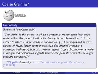 From Atomistic to Coarse Grain Systems - Procedures & Methods | PDF