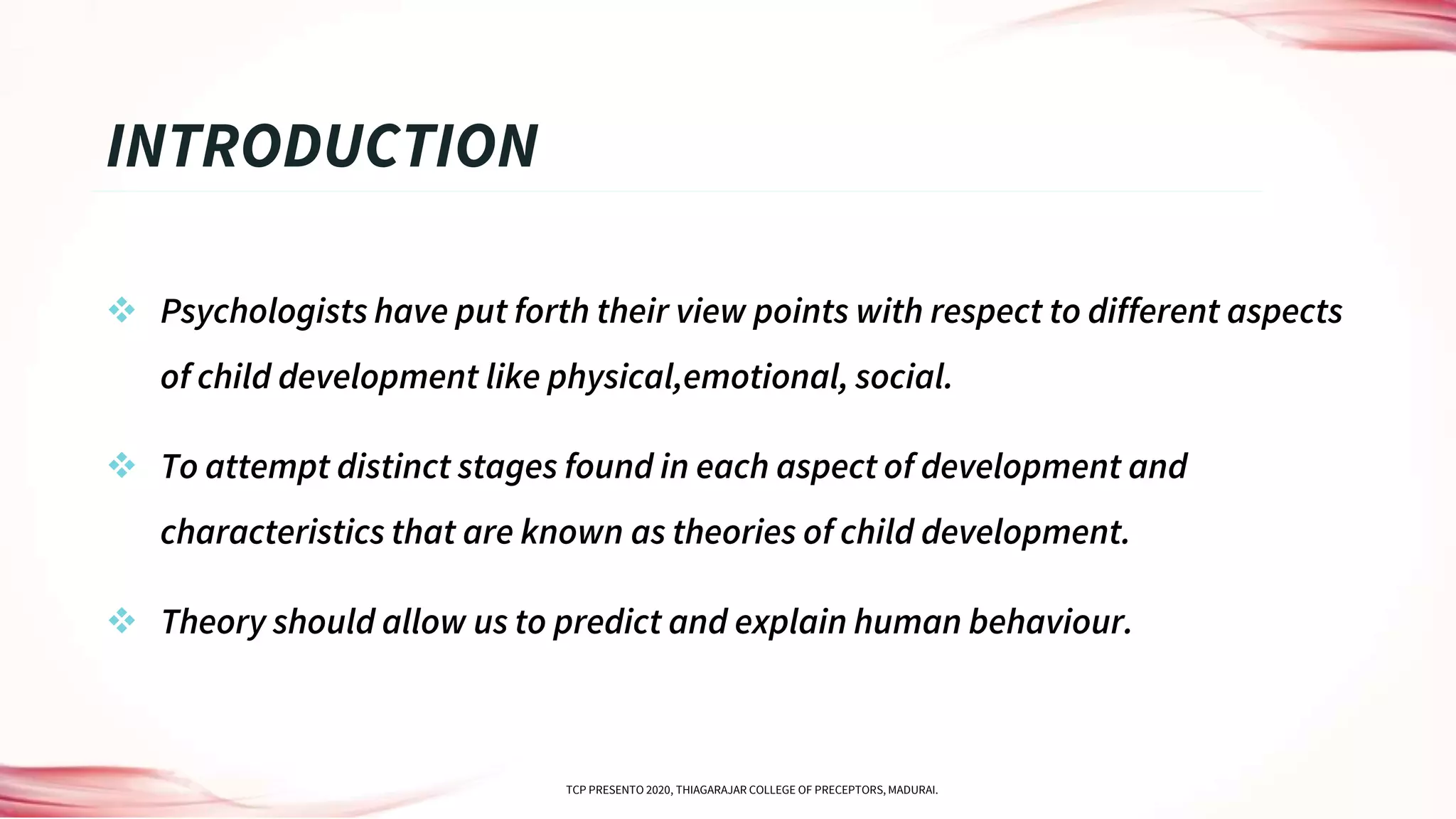 THEORIES OF CHILD DEVELOPMENT | PPTX