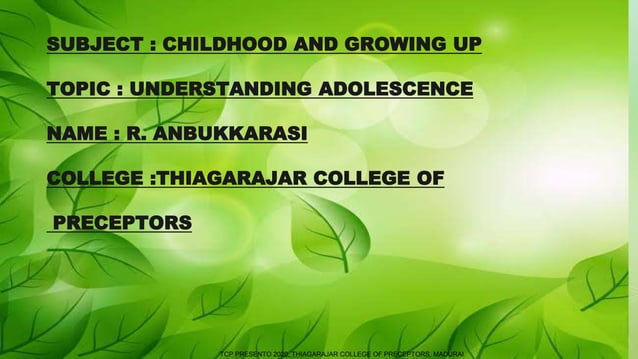 UNDERSTANDING ADOLESCENCE | PPT