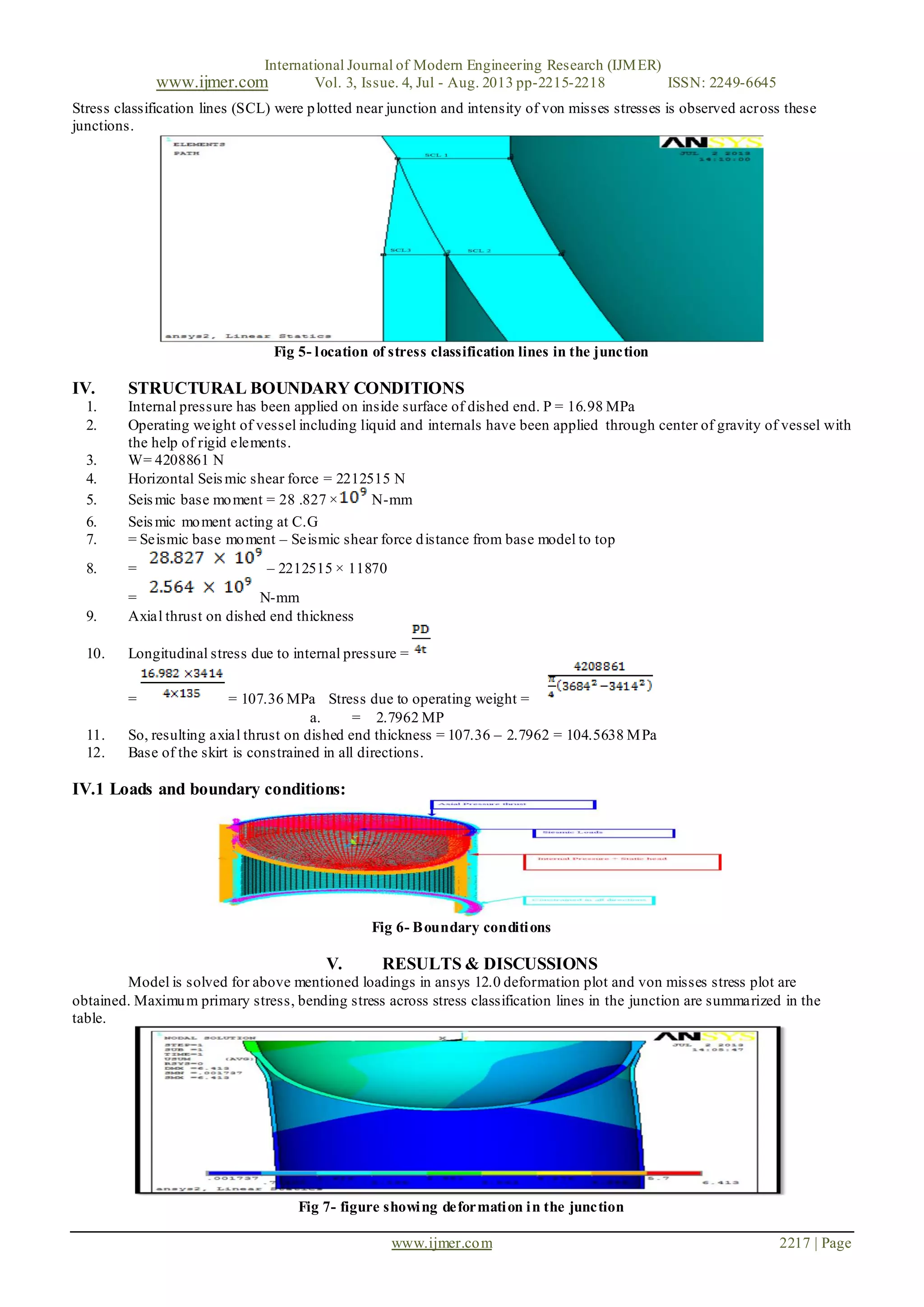 Finite Element Analysis of Skirt to Dished junction in a Pressure Vessel | PDF