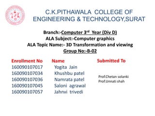 3D transformation and viewing | PDF