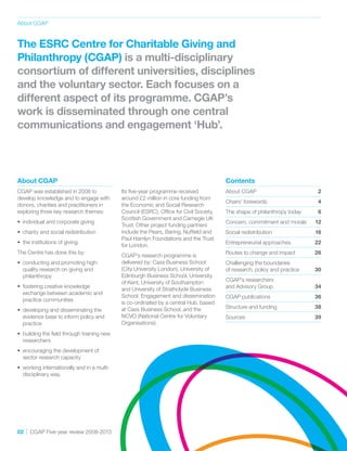 Understanding giving. Sharing knowledge. CGAP Five-year review 2008 ...