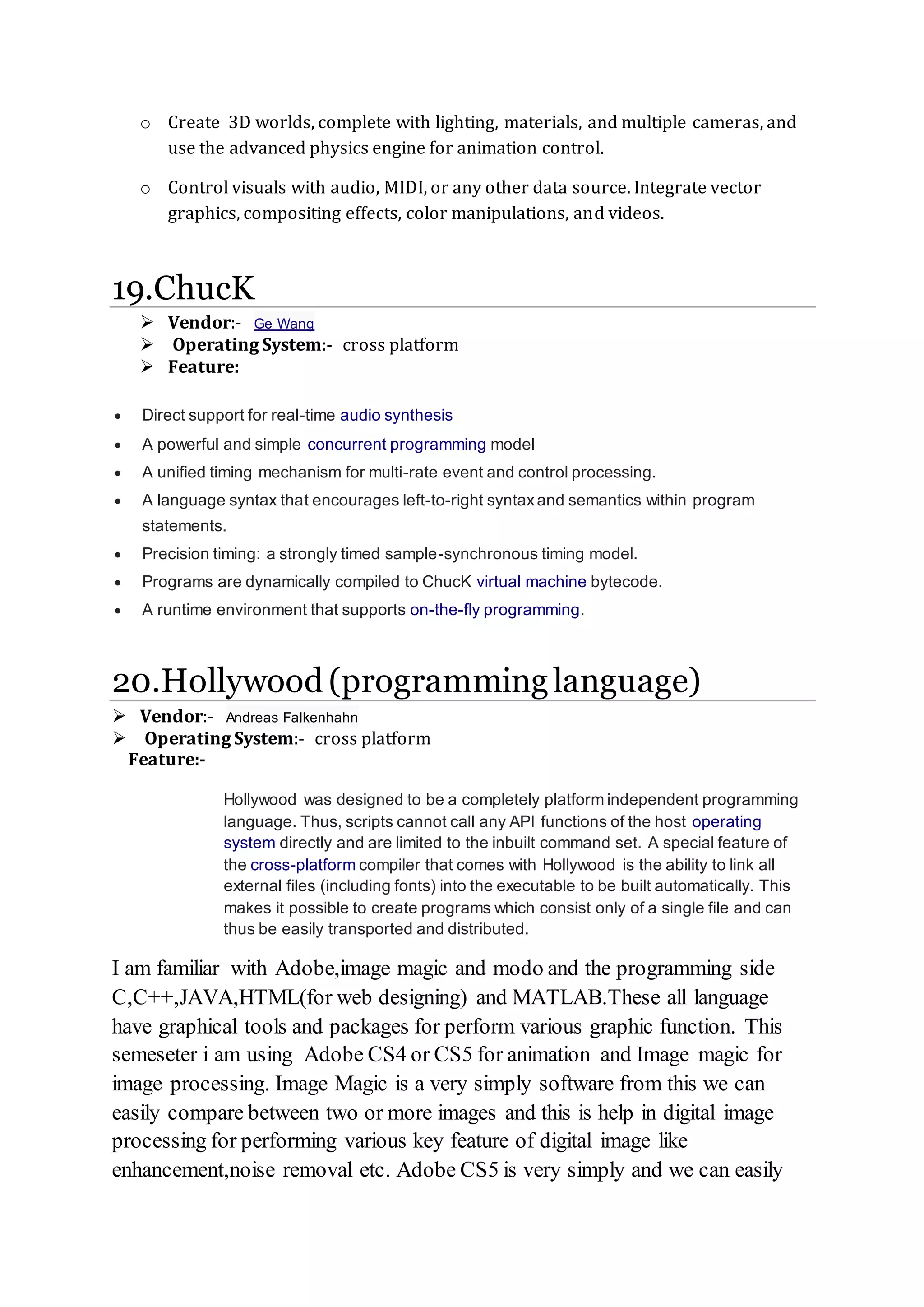 COMPUTER GRAPHICS AND MULTI MEDIA SOFTWARE LIST | DOCX