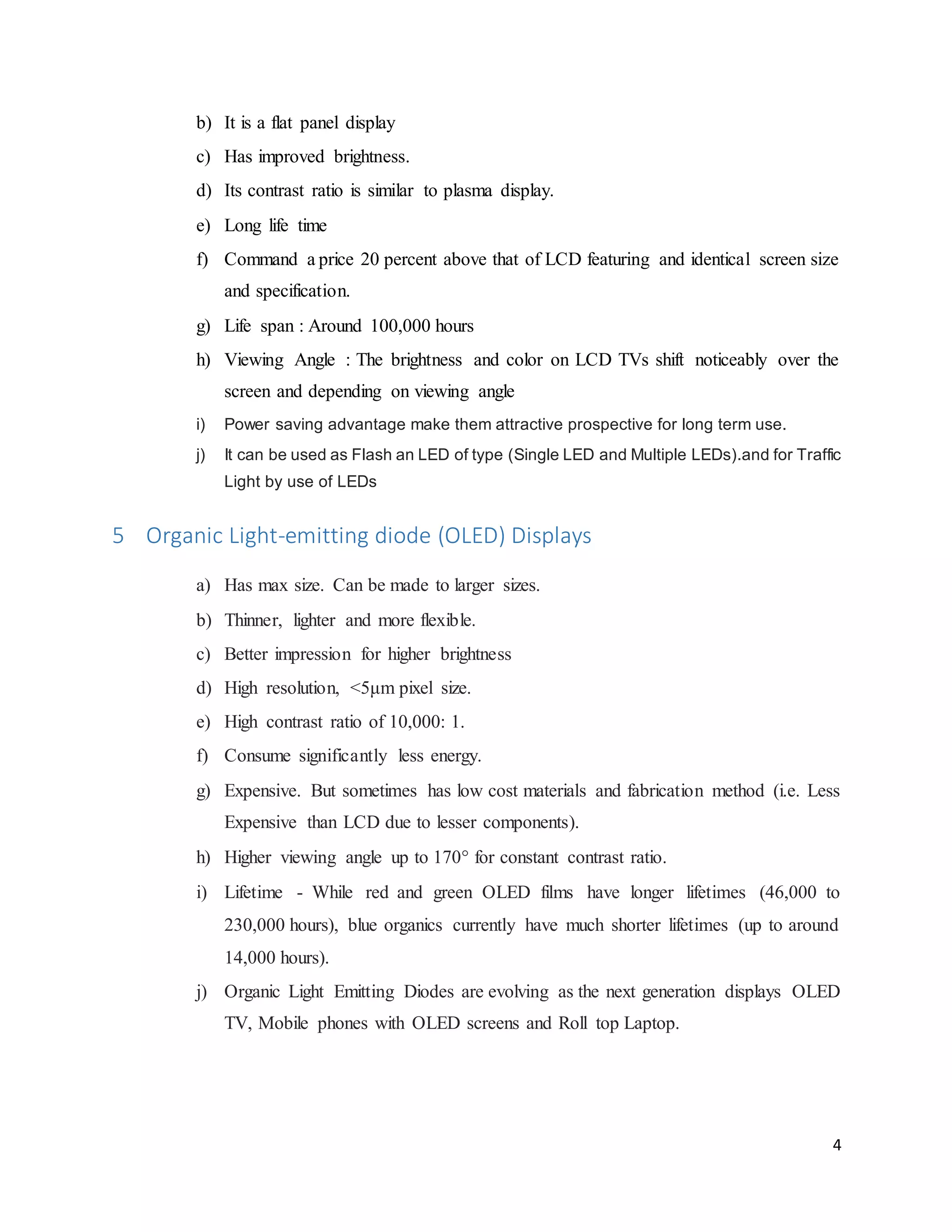 LCD VS CRT VS LED VS PLASMA DISPLAY VS OLED VS LED-BACKLIGHT LCD | DOCX ...