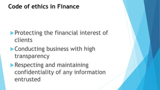 Corporate governance and business ethics Ethics in Finance | PPT