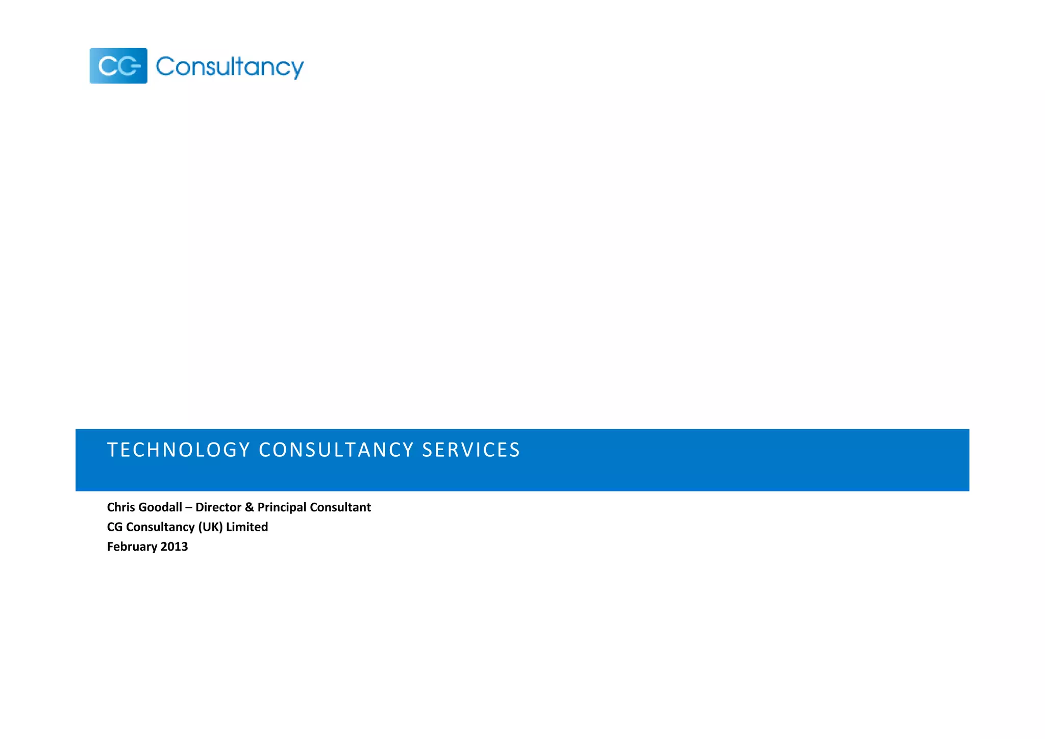 CG Consultancy UK Limited - Company Credentials Pack | PDF