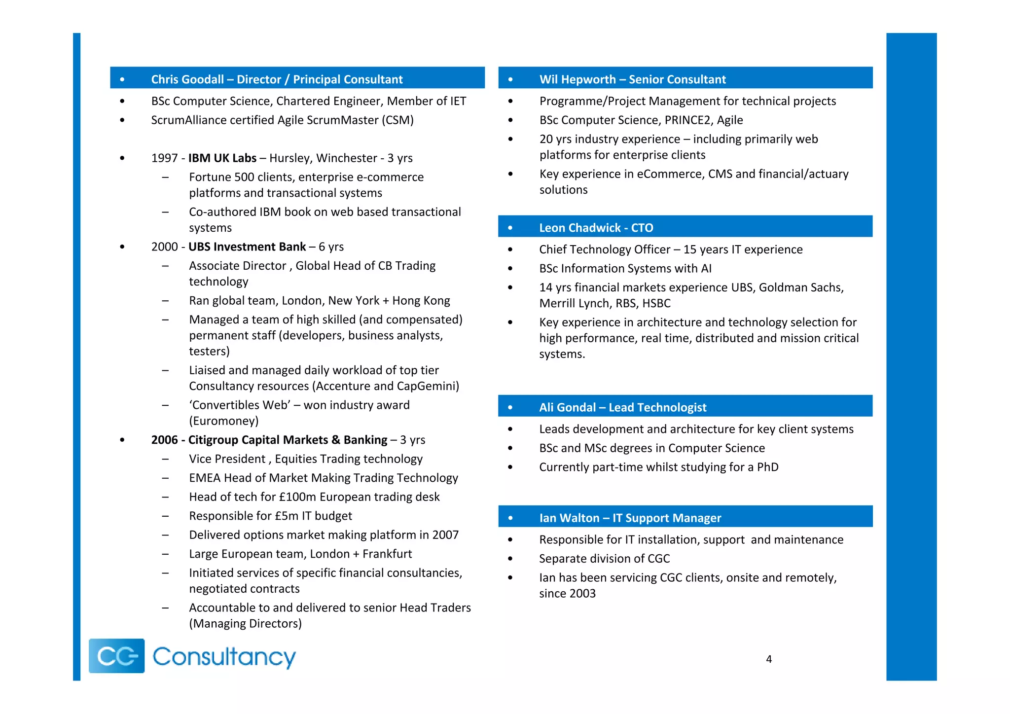 CG Consultancy UK Limited - Company Credentials Pack | PPT