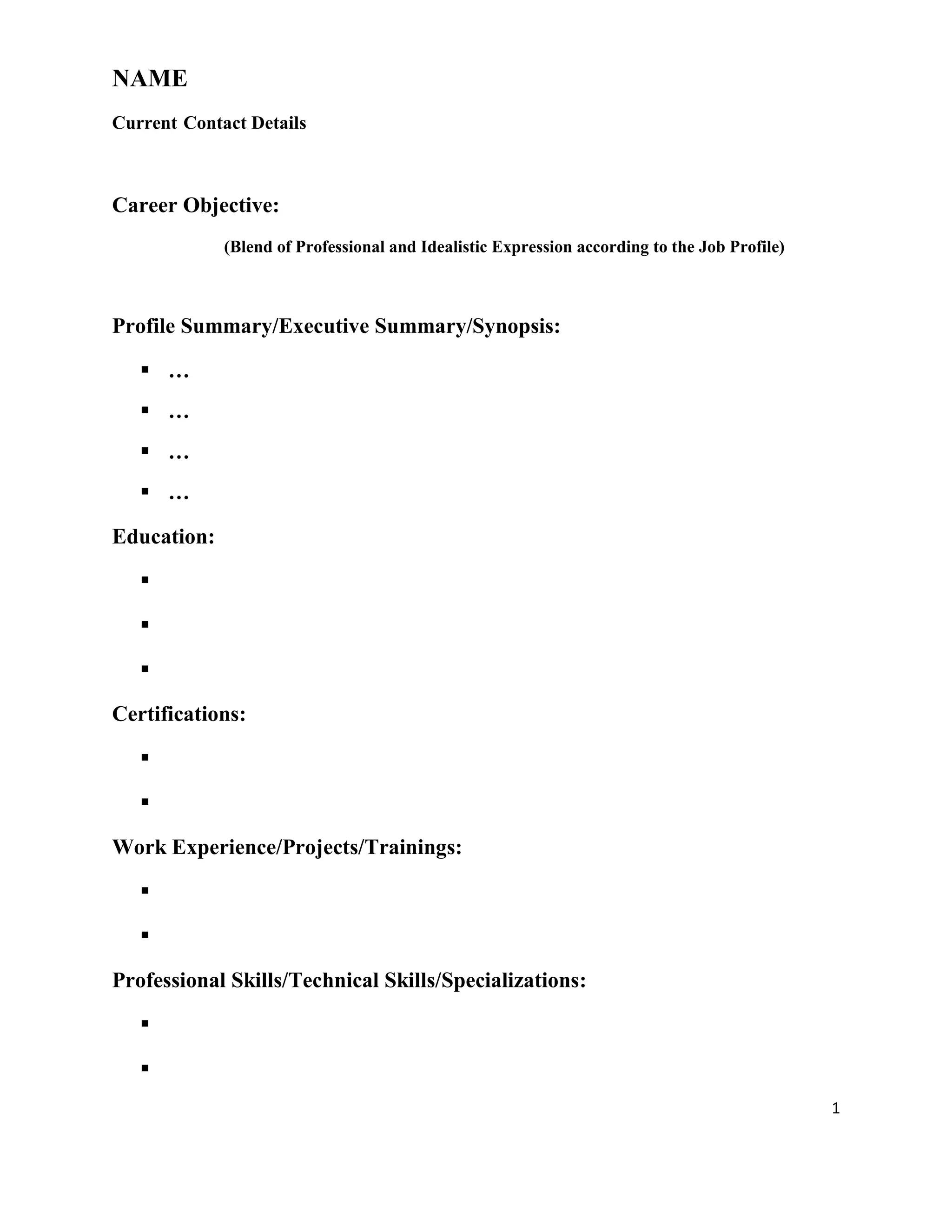 Resume Format-Basic and Simple | PDF