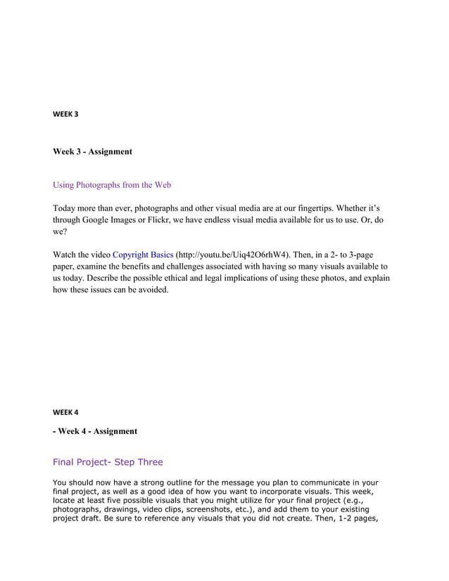 Cgd 218 assignments instructions week 1 thru 5 | PDF