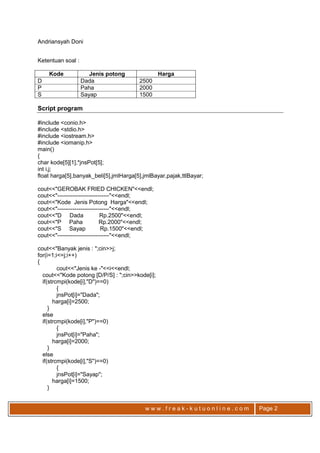 C++ Array Gerobak Fried Chicken | PDF