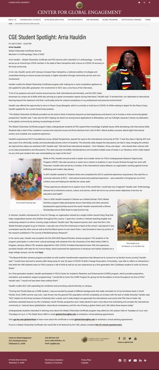 CGE Student Spotlight – Arria Hauldin – Center for Global Engagement | PDF