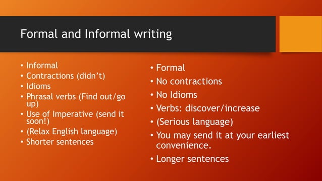 formal and infomal writing | PPTX