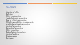 Ethics in Accounting & Auditing | PPTX