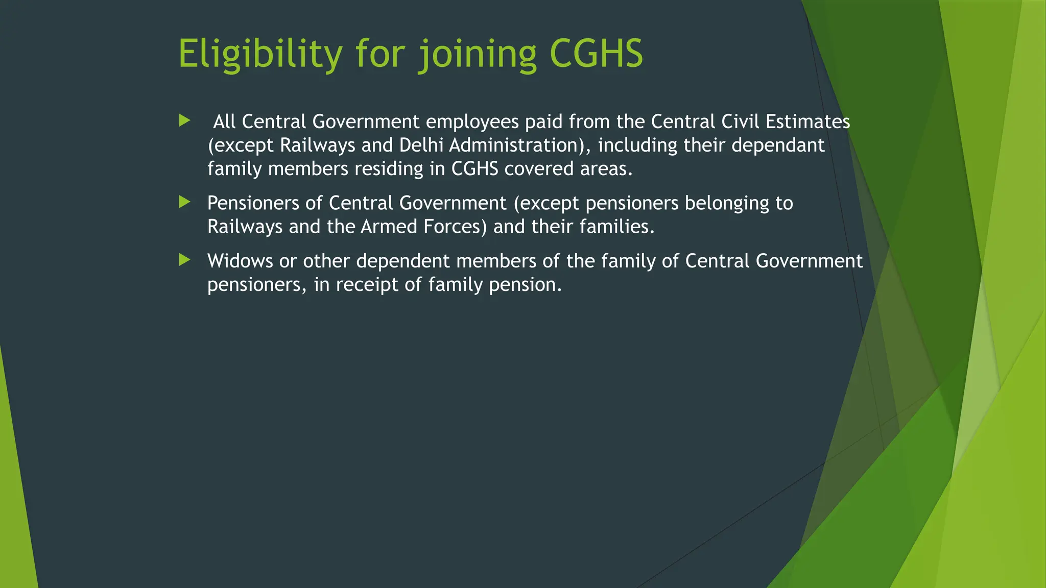 CGHS and CS (MA) Rules on medical facilities | PPTX