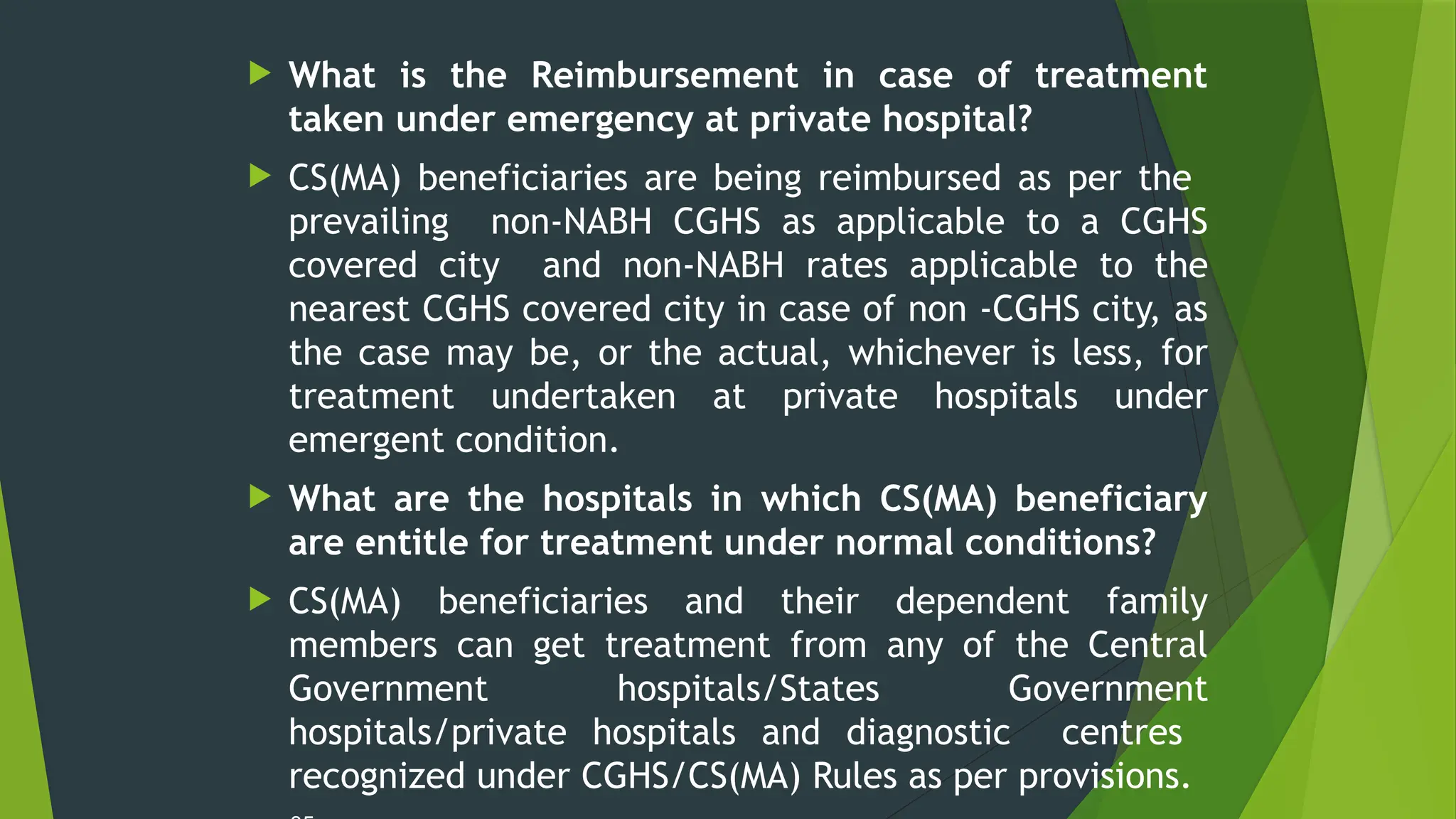 CGHS and CS (MA) Rules on medical facilities | PPTX